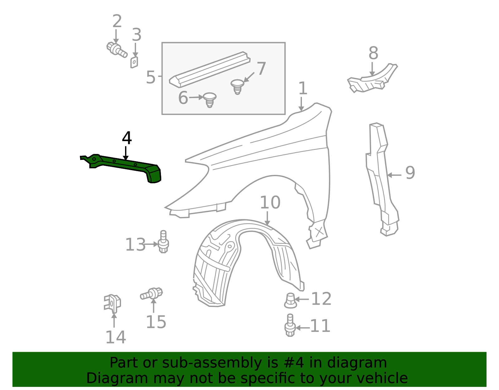 2004-2008 Toyota Solara Fender Brace 53845-AA030 | MotorMotor