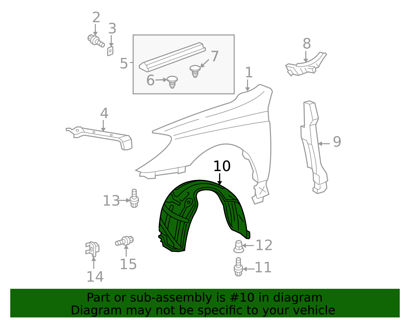 2004-2008 Toyota Solara Fender Liner - PASSENGER SIDE 53875-AA021 ...
