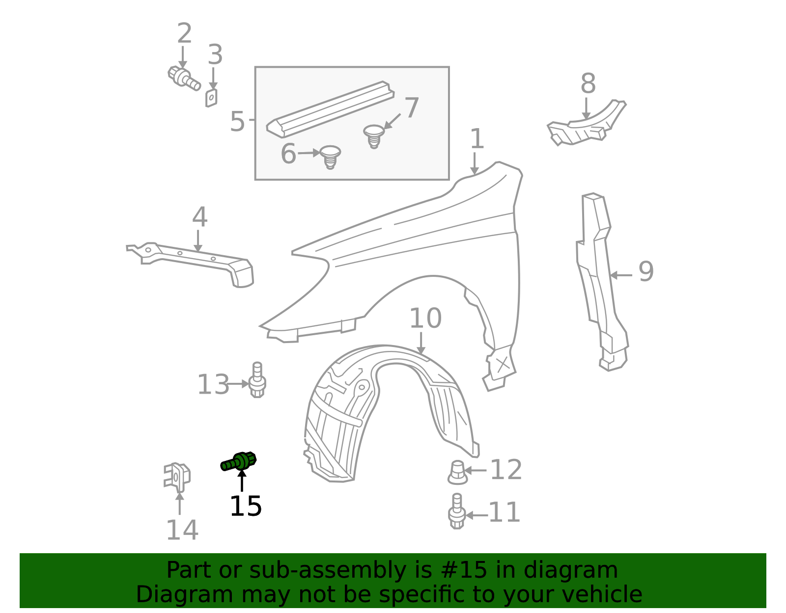 2004-2016 Toyota Fender Liner Retainer 47749-58010 | Toyota Parts Center