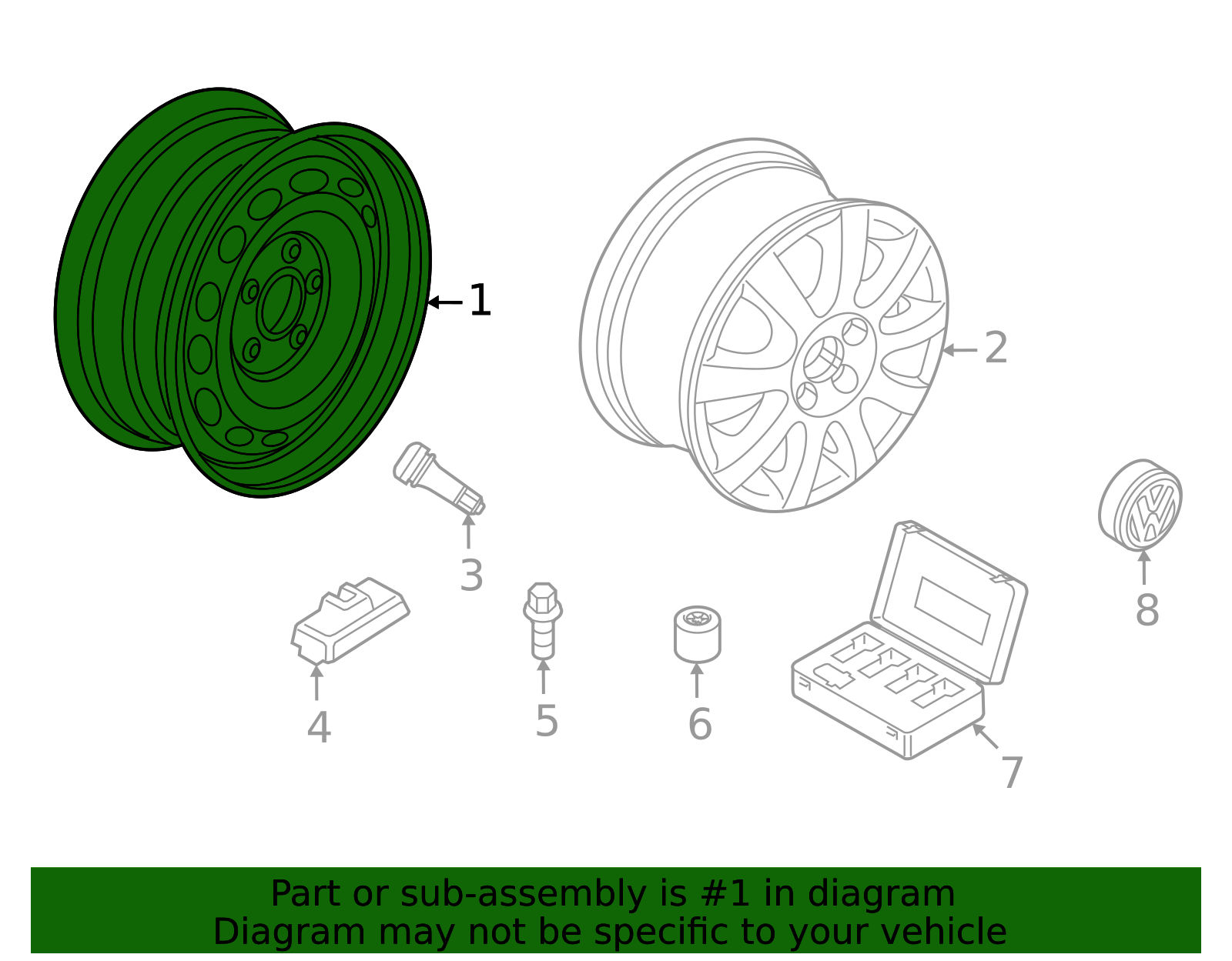 2024-2025 Volkswagen Taos Wheel, Alloy 2GJ-601-025-J-FZZ | OEM Parts Online
