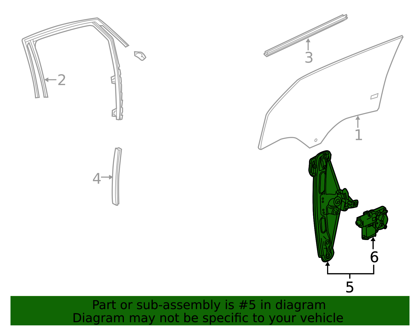 2014-2020 Chevrolet Impala Rear Passenger Side Power Window Regulator ...