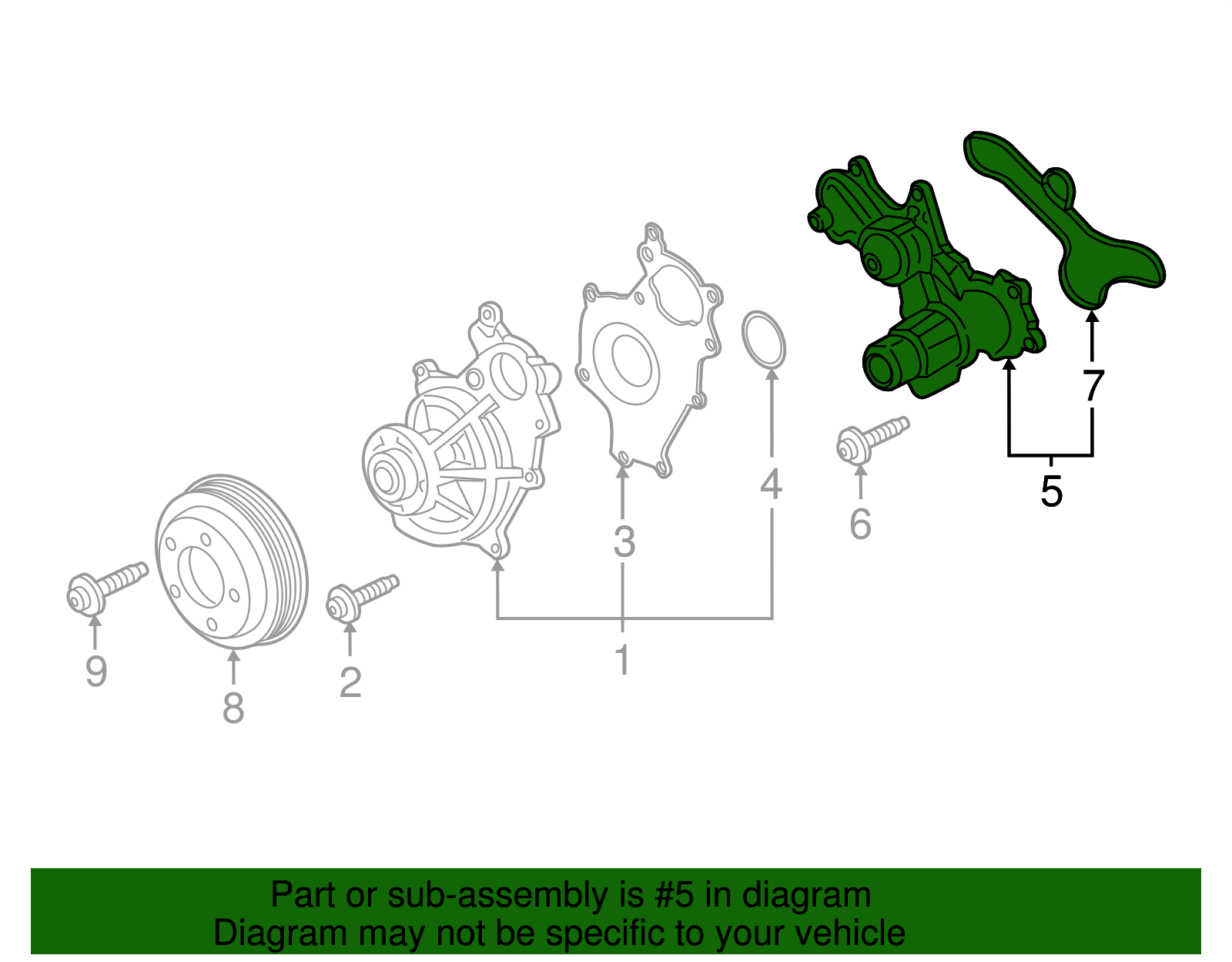 Genuine OEM Ford Part - Engine Auxiliary Water Pump FL1Z-18D473-A ...