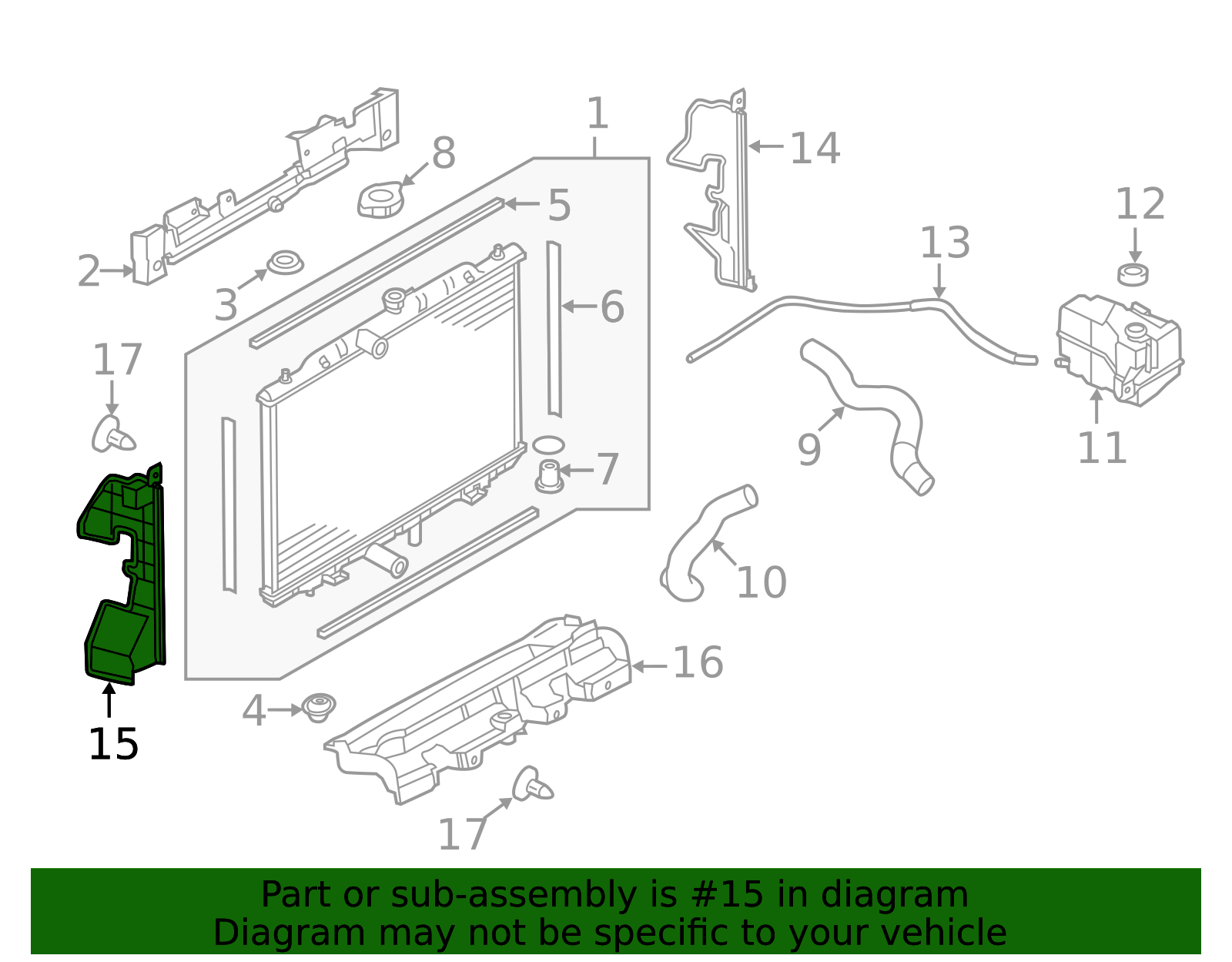 21559-4BA0A - Radiator Support Air Deflector 2014-2016 Nissan Rogue ...