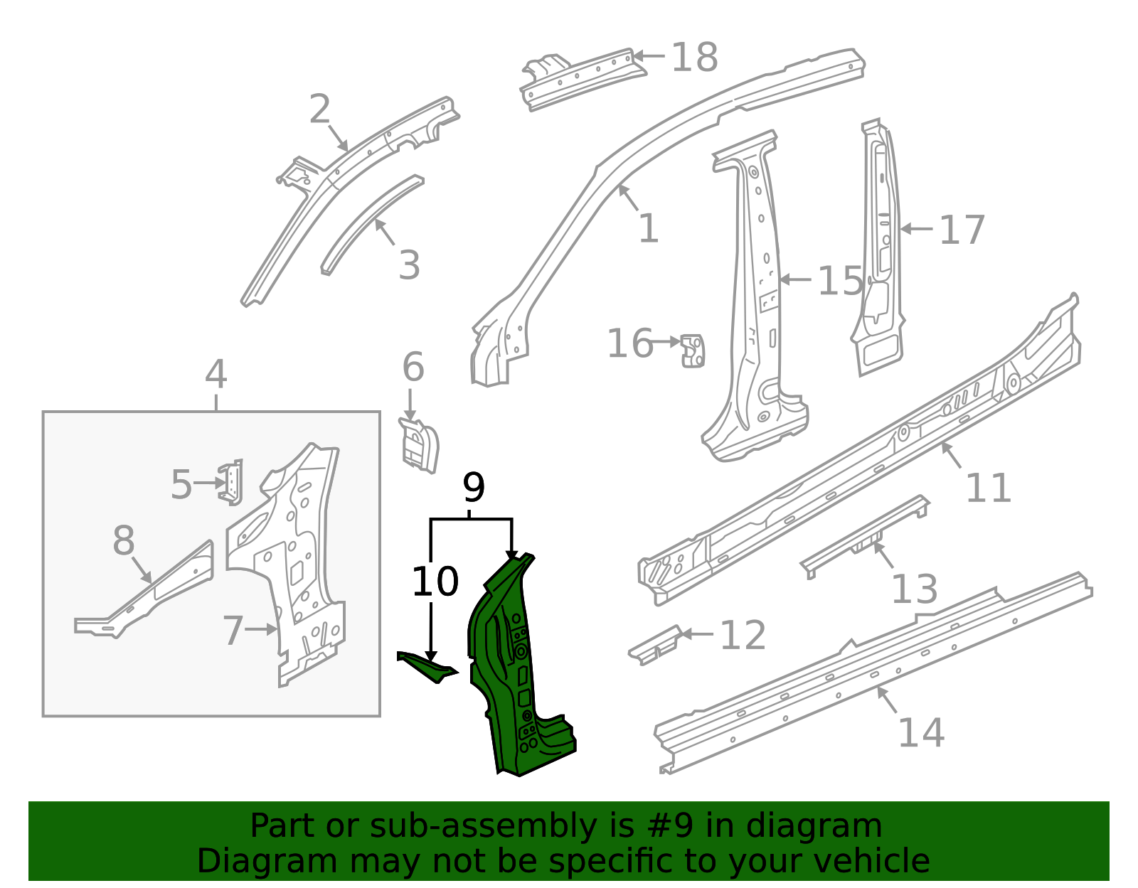 2019-2023 Volkswagen Arteon Hinge Pillar Reinforced 3G8-809-204-C | VW ...