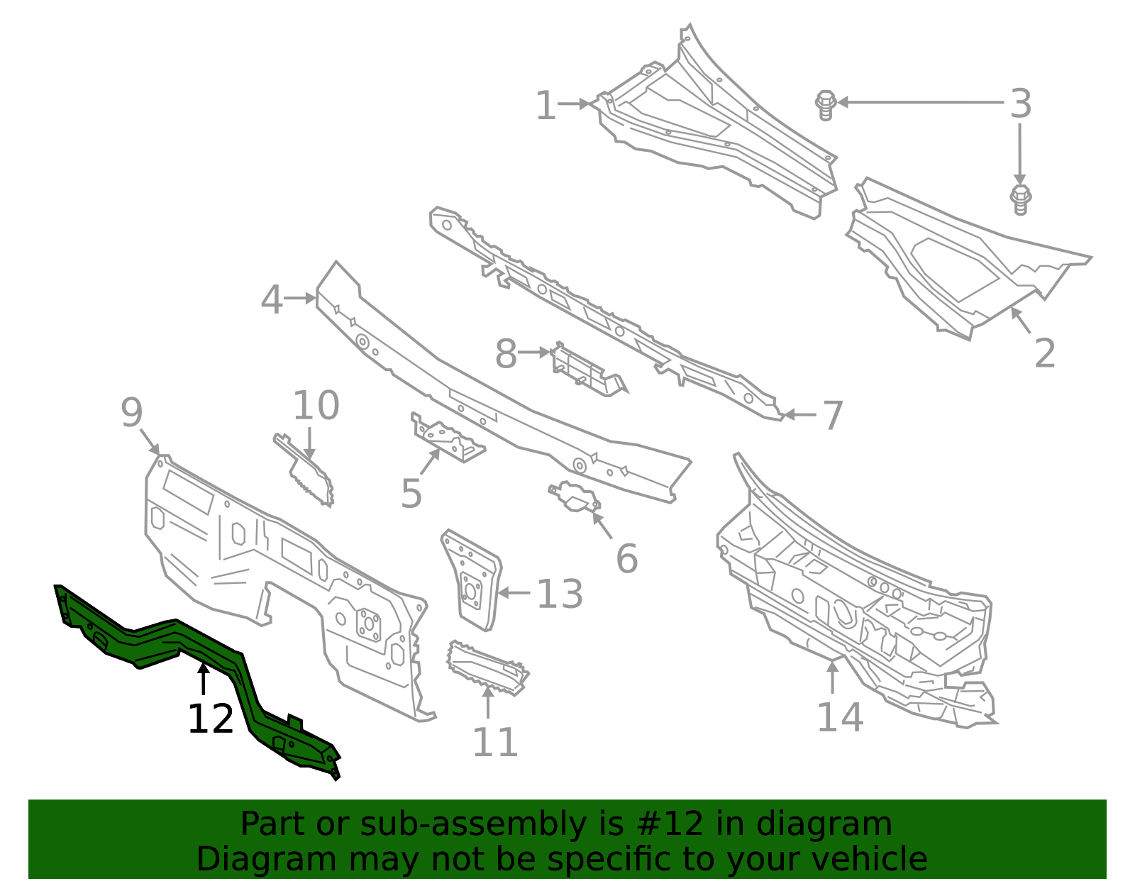 Cowl Cross-Member | L1MZ-7810414-B | Walls' Ford Parts