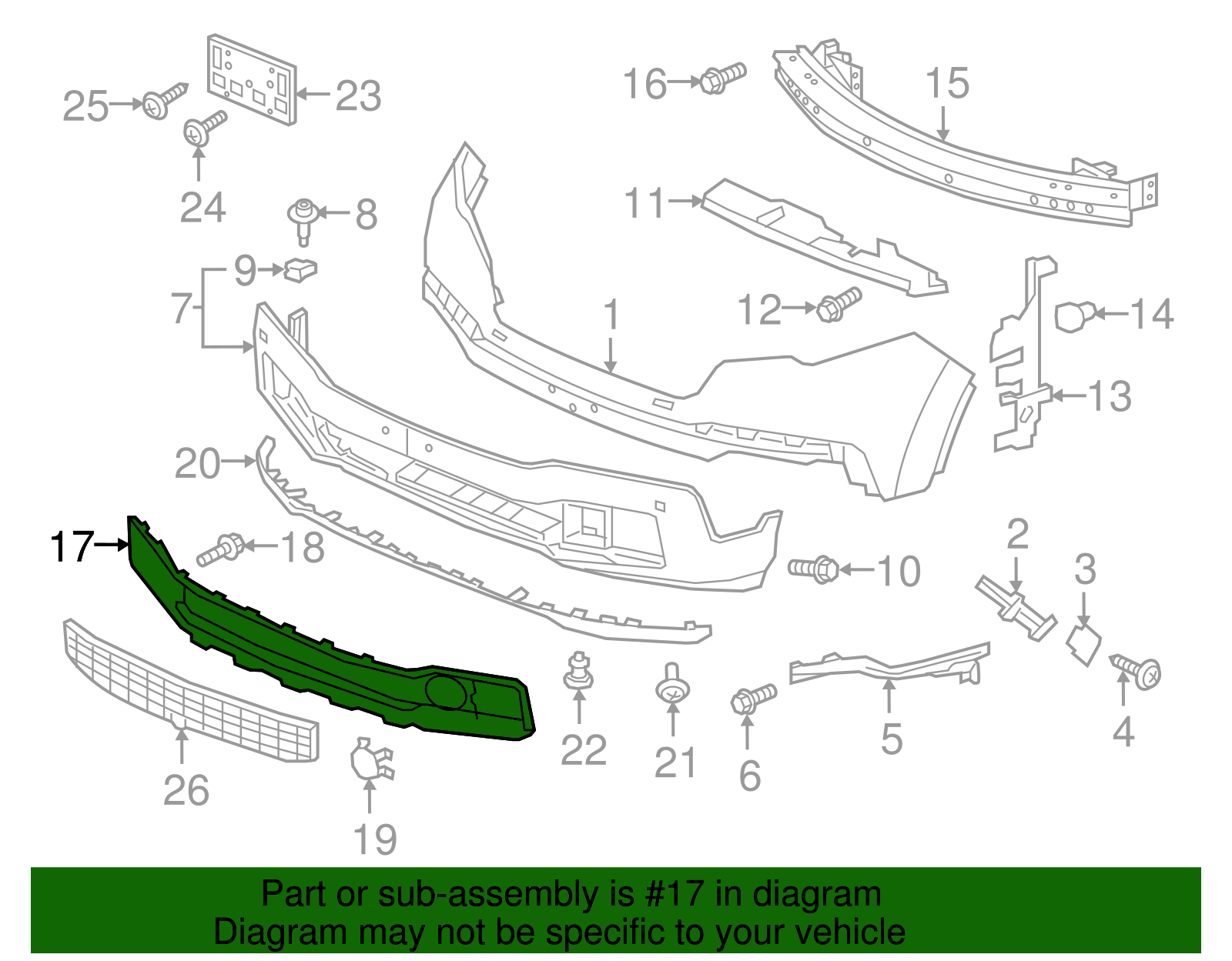 71110-T6Z-A00 - 2017-2020 Honda Ridgeline - Garnish Front Bumper Face ...
