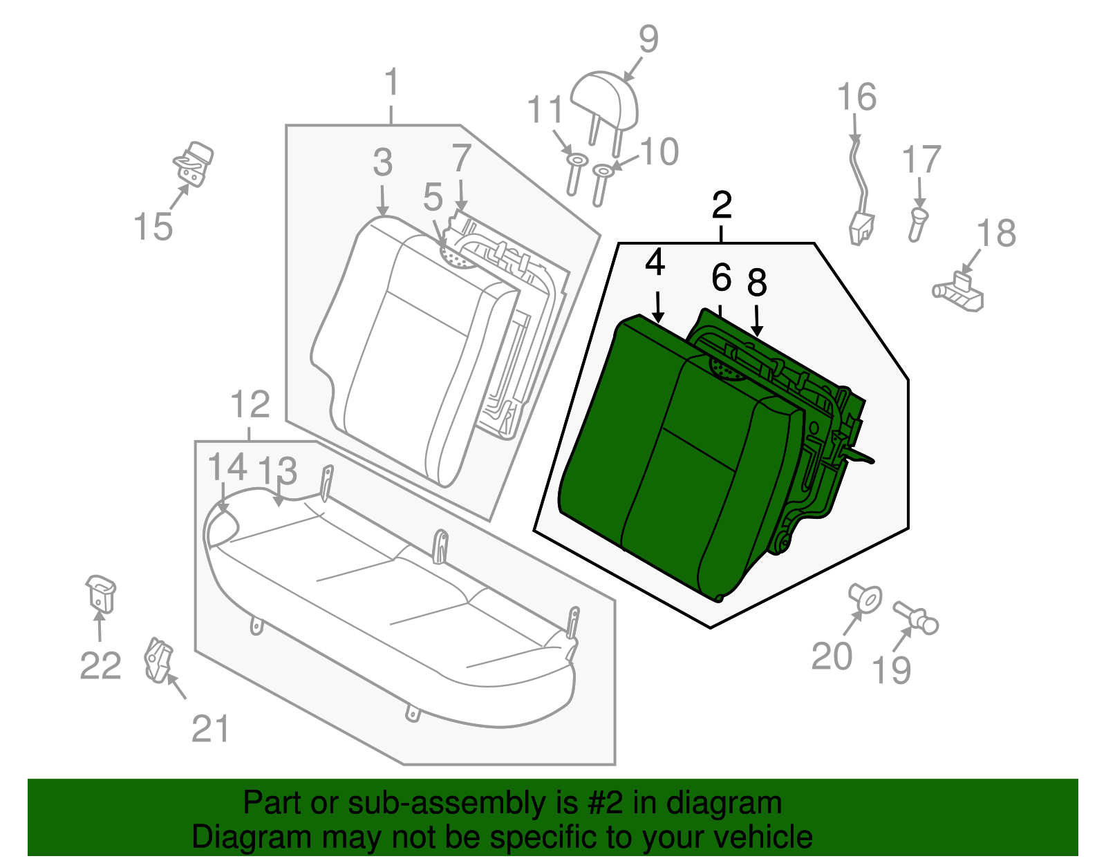 2008 Chevrolet Aveo Seat Back Assembly 96870124 | Capital Chevy Parts