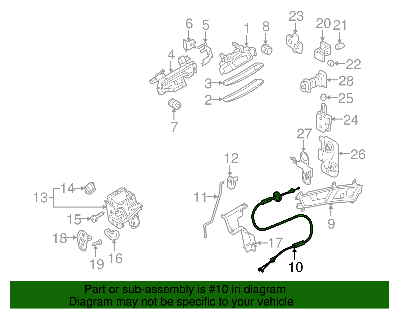 4F0-837-085-A - Door Latch Cable 2005-2011 Audi | Audi OEM Parts Guy
