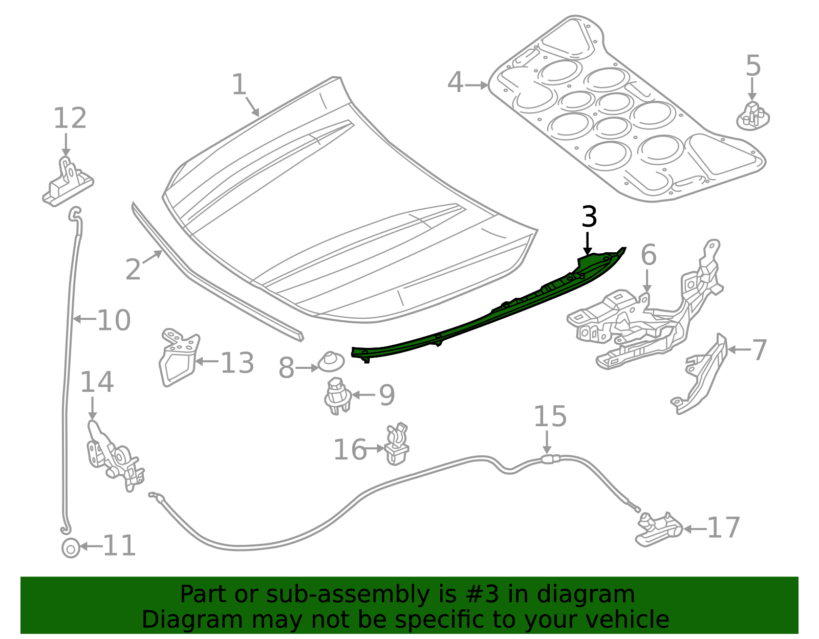 117-880-01-97 - Hood Side Seal Mercedes-Benz Premier Parts