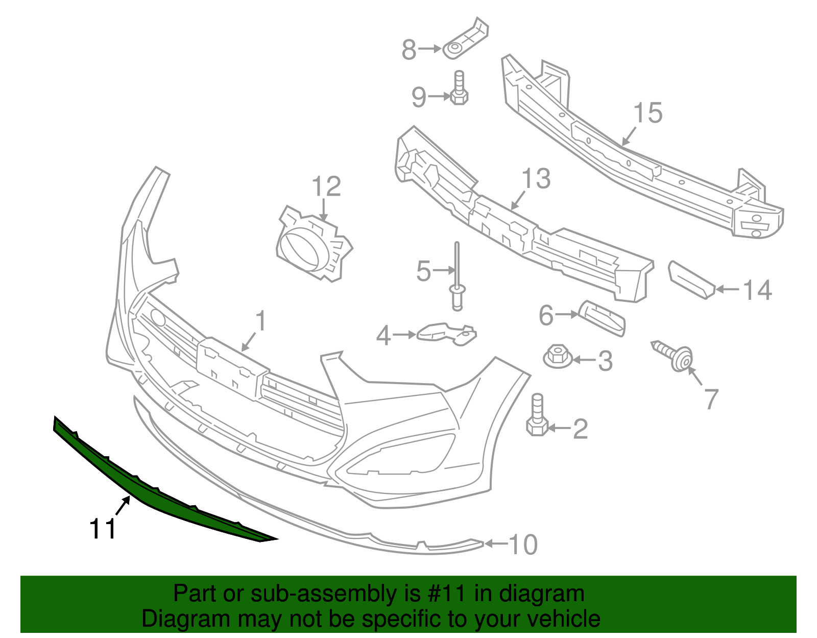 2013-2017 Hyundai Veloster Front Lower Bumper Trim - Genuine OEM ...