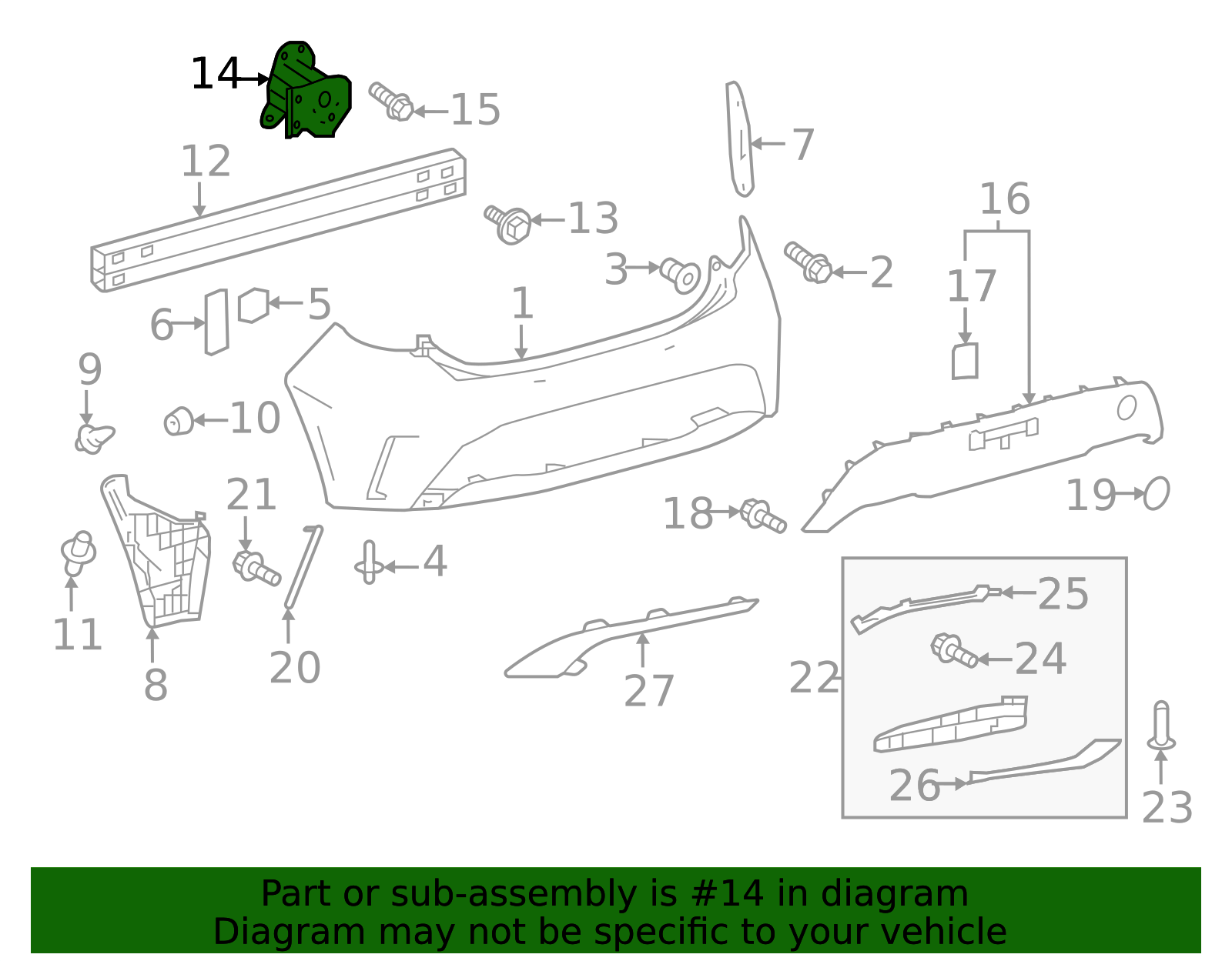 Genuine Official Toyota Bumper Bracket part# 52181-02260 for 2020-2025 ...