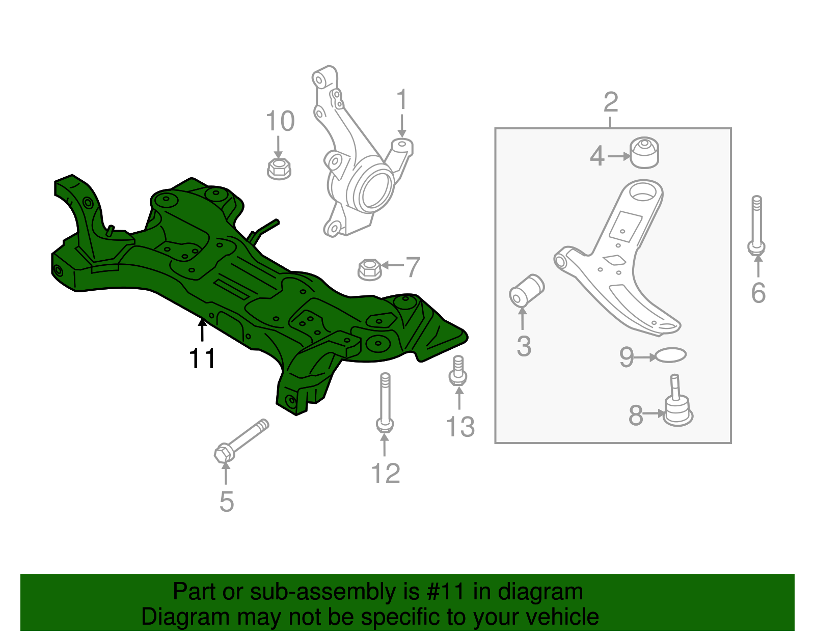 62400-1R000 - Hyundai Cross-Member 2012-2017 Hyundai Accent | Performance Auto Parts