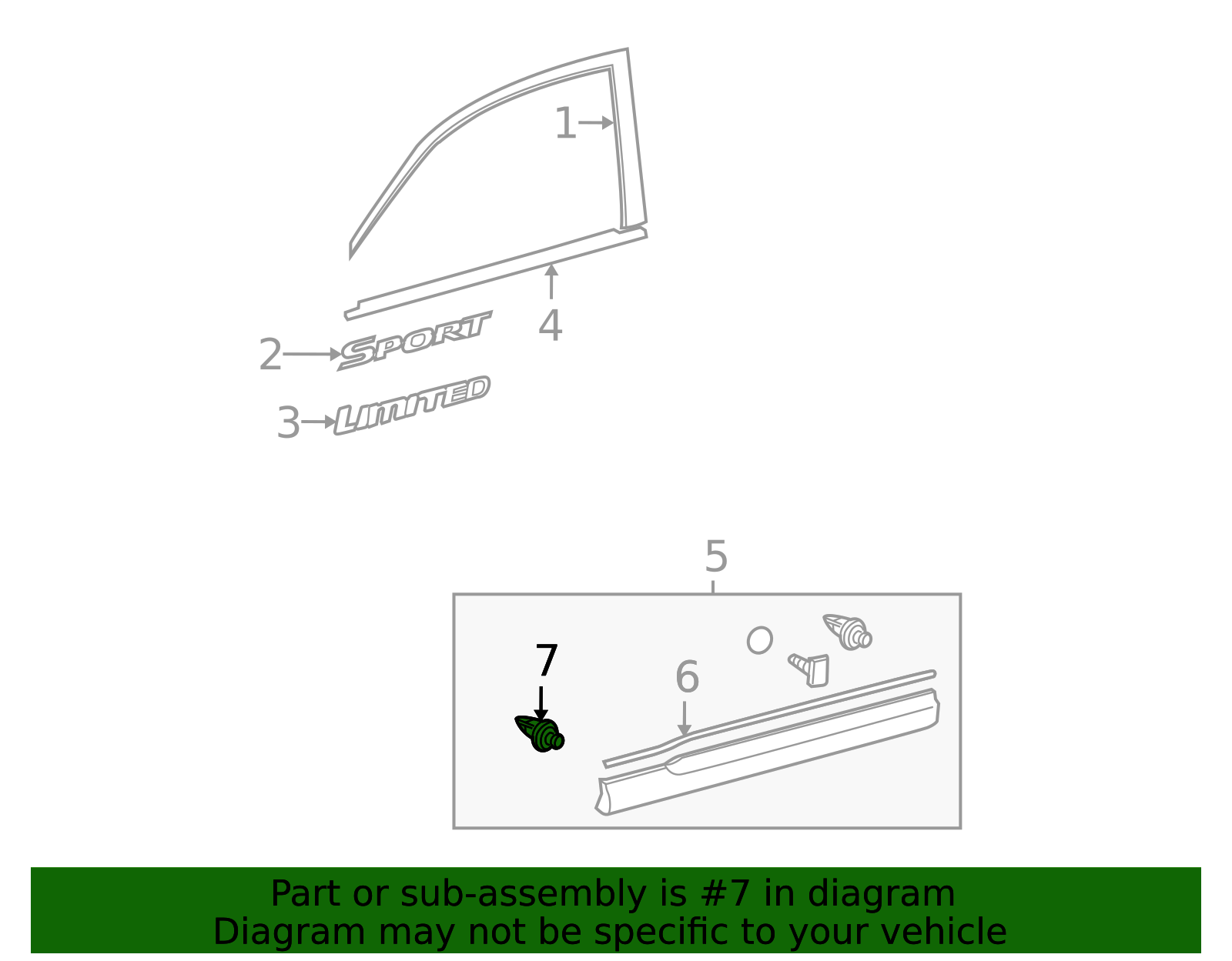 75397-0E010 - Body Side Molding Clip 2011-2013 Toyota Highlander ...
