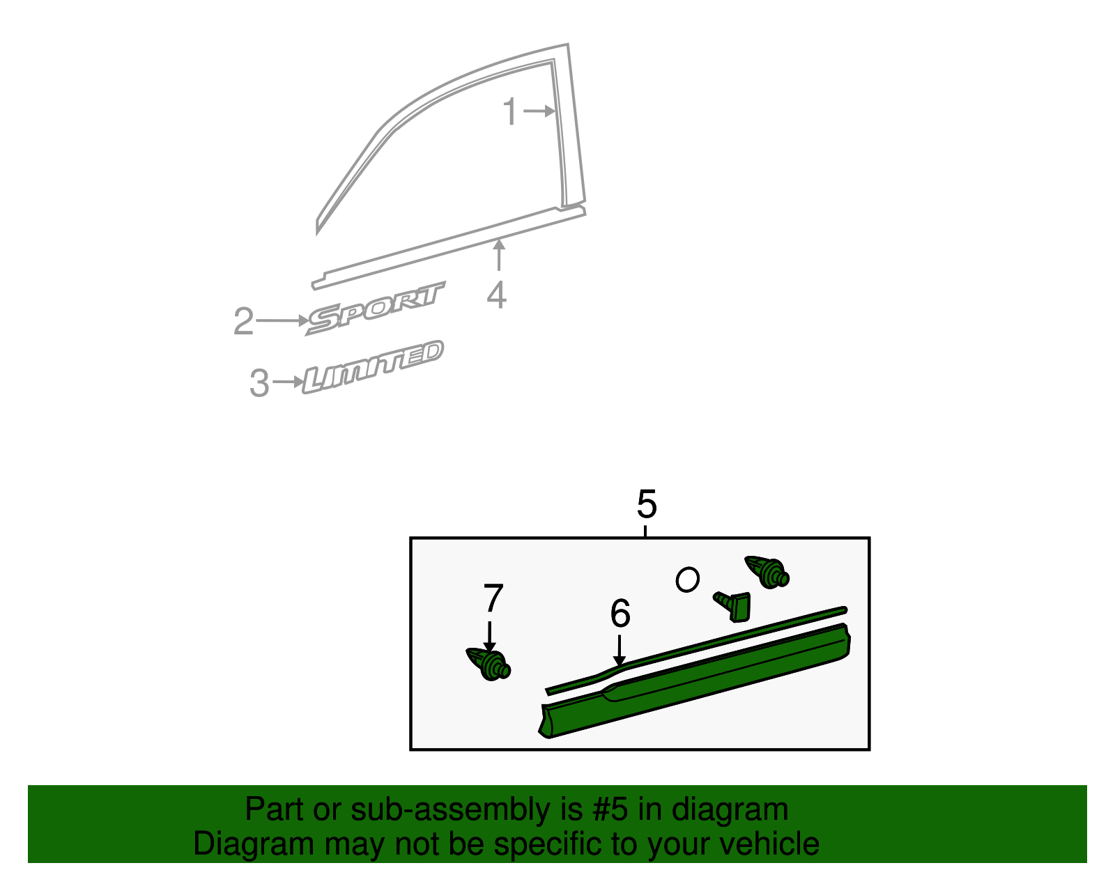 75072-48090-B0 - Door Molding - 2011-2013 Toyota Highlander | Nucar ...