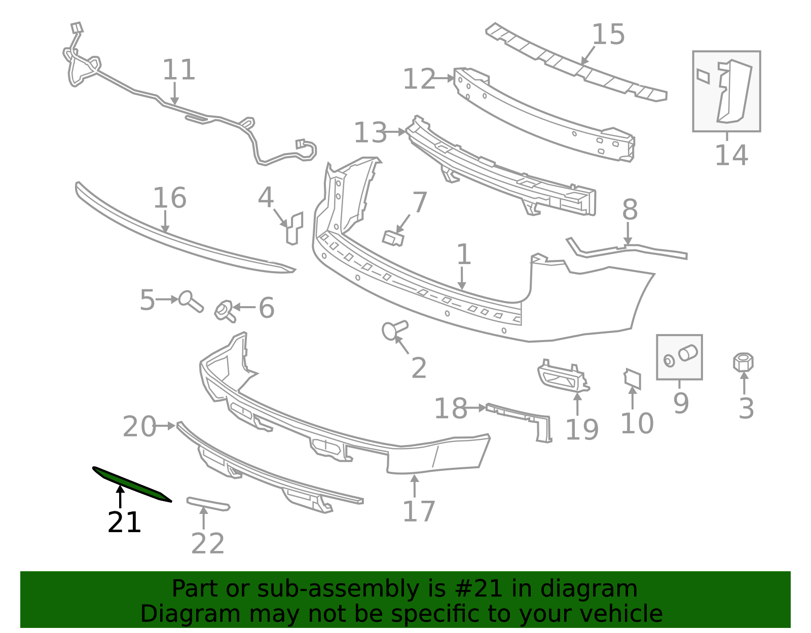 22812093 - Chrome Rear Bumper Fascia Insert - 2013-2016 GMC Acadia ...