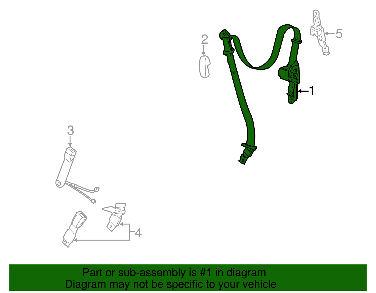 19260205 - Ebony Driver Seat Belt with Retractor and Pre-Tensioner 2011 ...