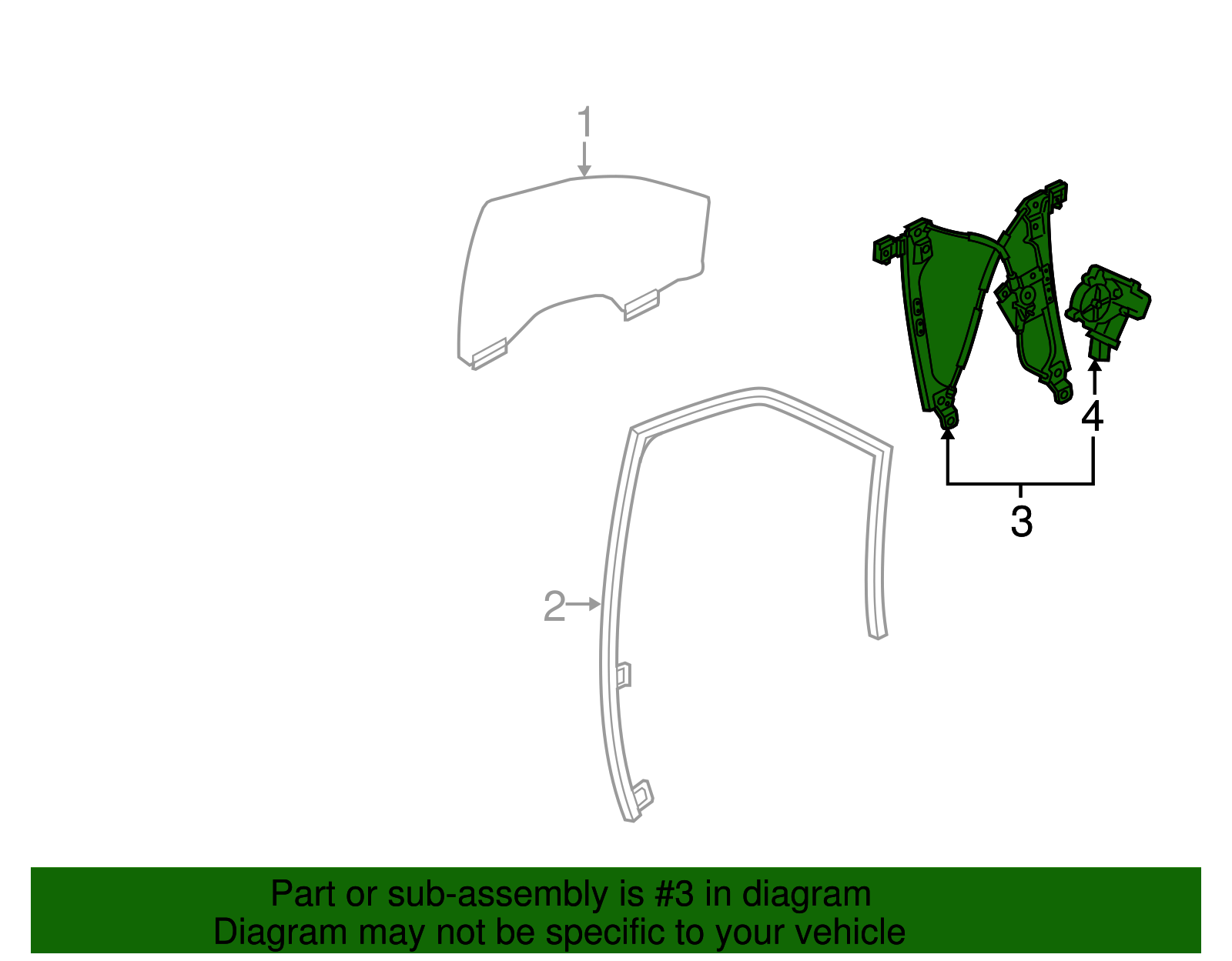 2010-2016 Cadillac SRX Front Passenger Side Power Window Regulator with ...