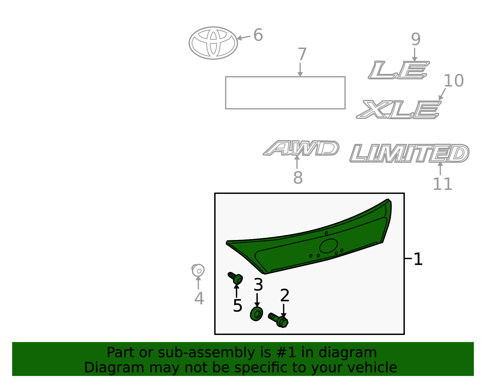 76801-0T050-B1 - Lift-Gate Finish Panel 2009-2015 Toyota Venza | Fred ...
