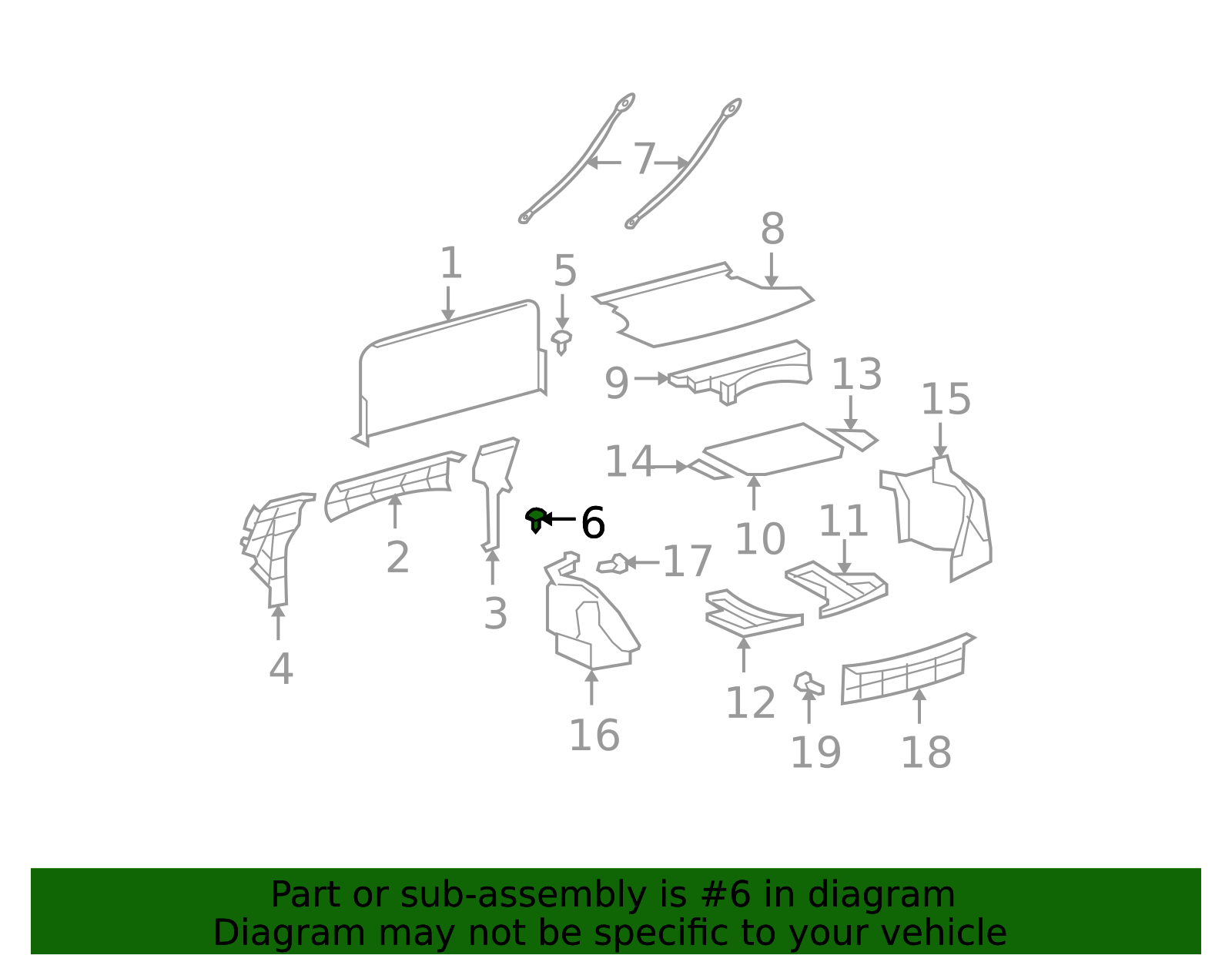Genuine Official Toyota Partition Panel Clip part# 64726-26010-B1 for ...