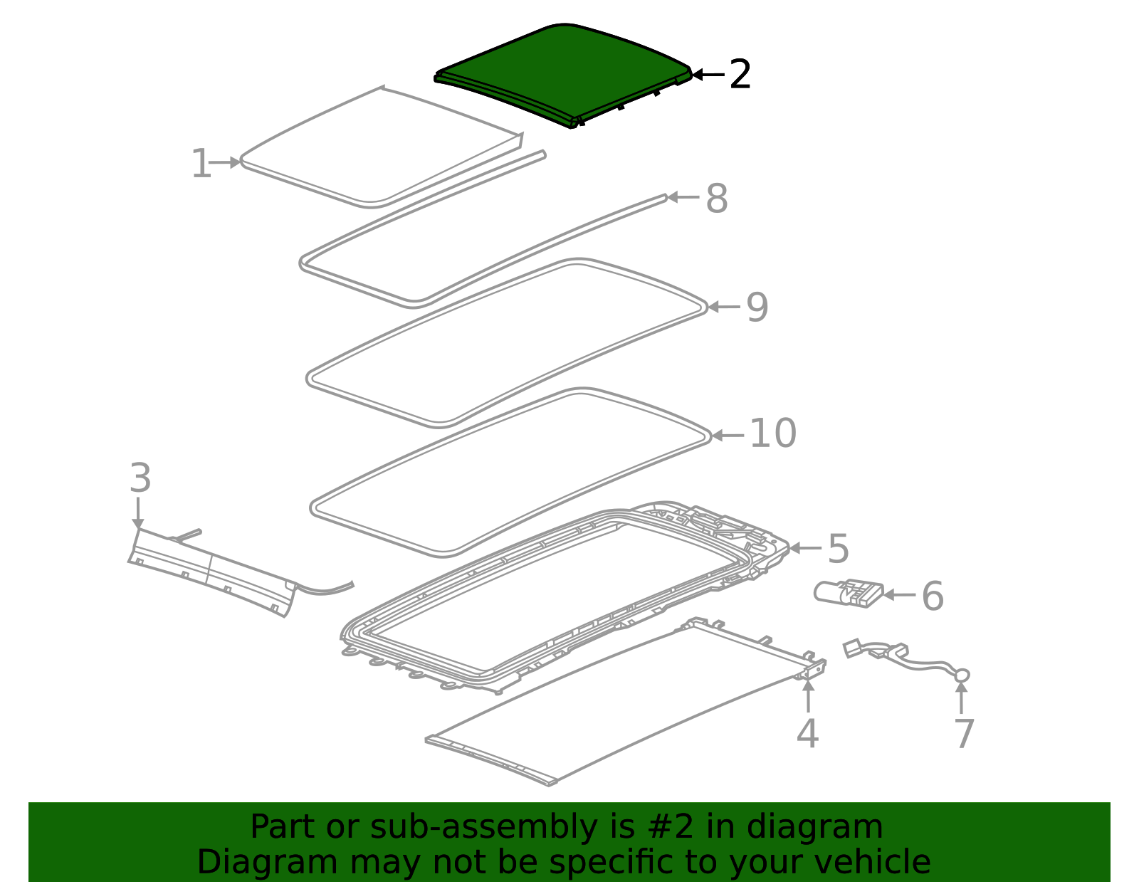 2021-2025 Jeep Sunroof Glass, Rear 68518685AA | Mopar Parts Canada
