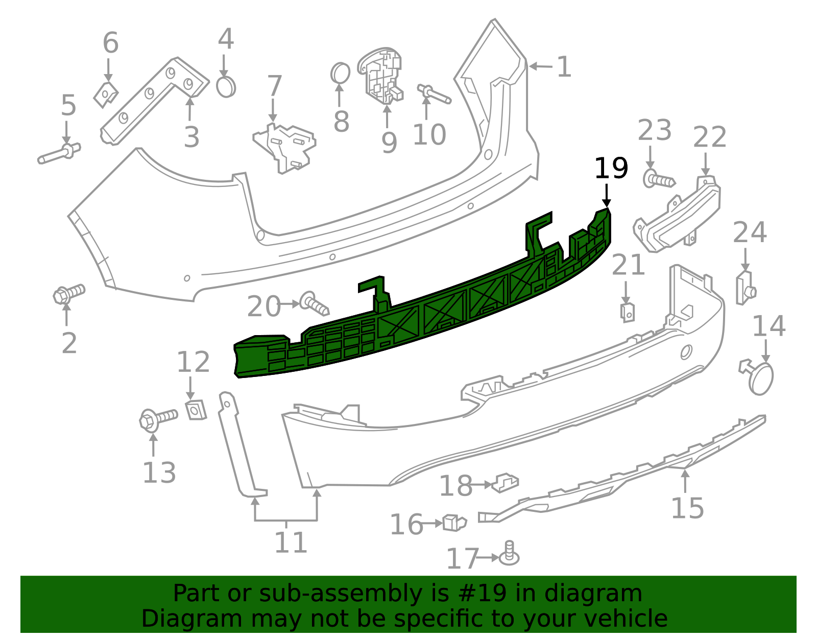 2019-2020 Buick Envision Rear Bumper Fascia Energy Absorber 84604952 GM ...