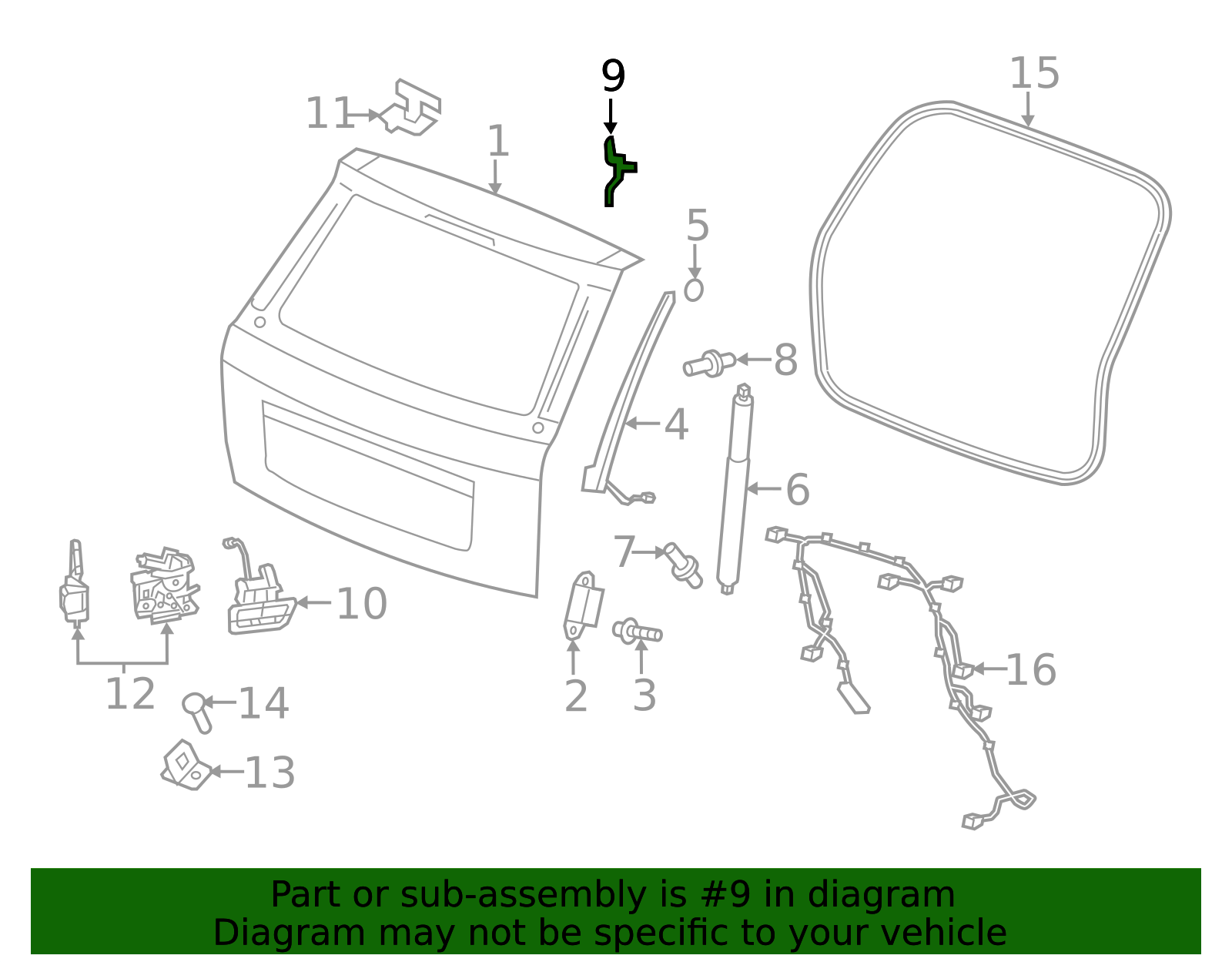 2011-2025 Dodge Durango Deck Lid Prop Bracket, Right 04589925AB | Mopar ...