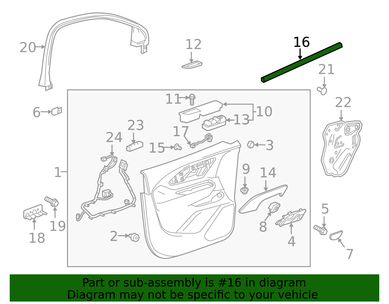 2018-2024 GM Front Driver Side Door Window Inner Sealing Strip 84796474 ...