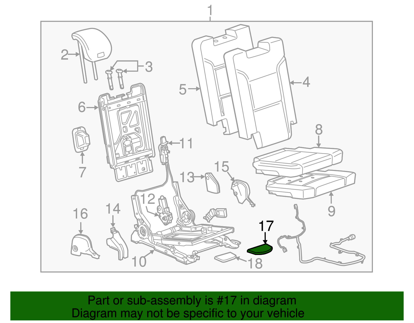 2015-2020 GM Dune Rear Seat Frame Outer Finish Cover 23136923 | Shop ...