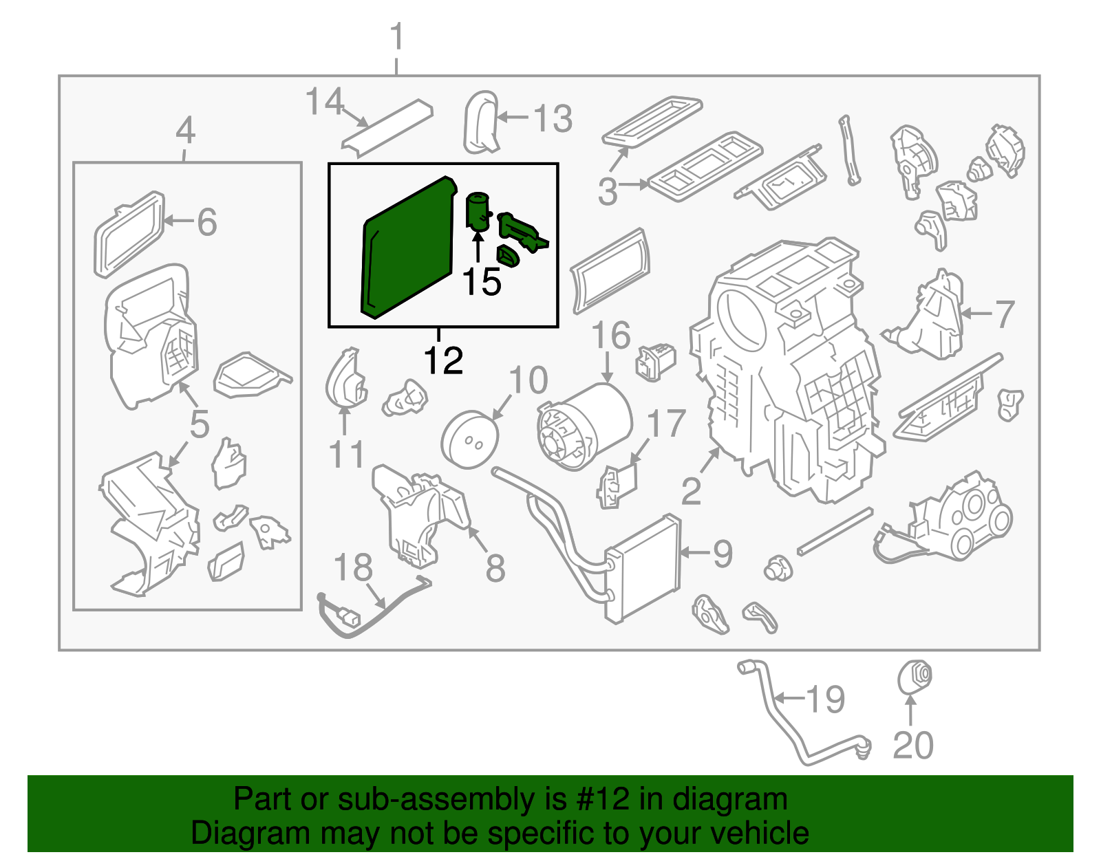 2012-2019 Nissan Evaporator Core 27280-1HS0B | Bill Kay Nissan Parts