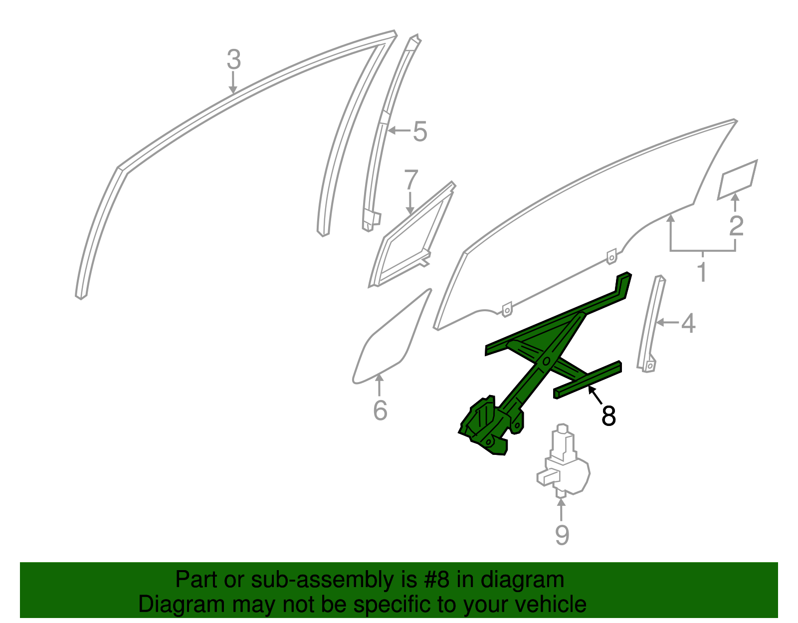 OEM Honda Window Regulator For 2013-2015 Honda Civic - Part# 72211-TS8 ...
