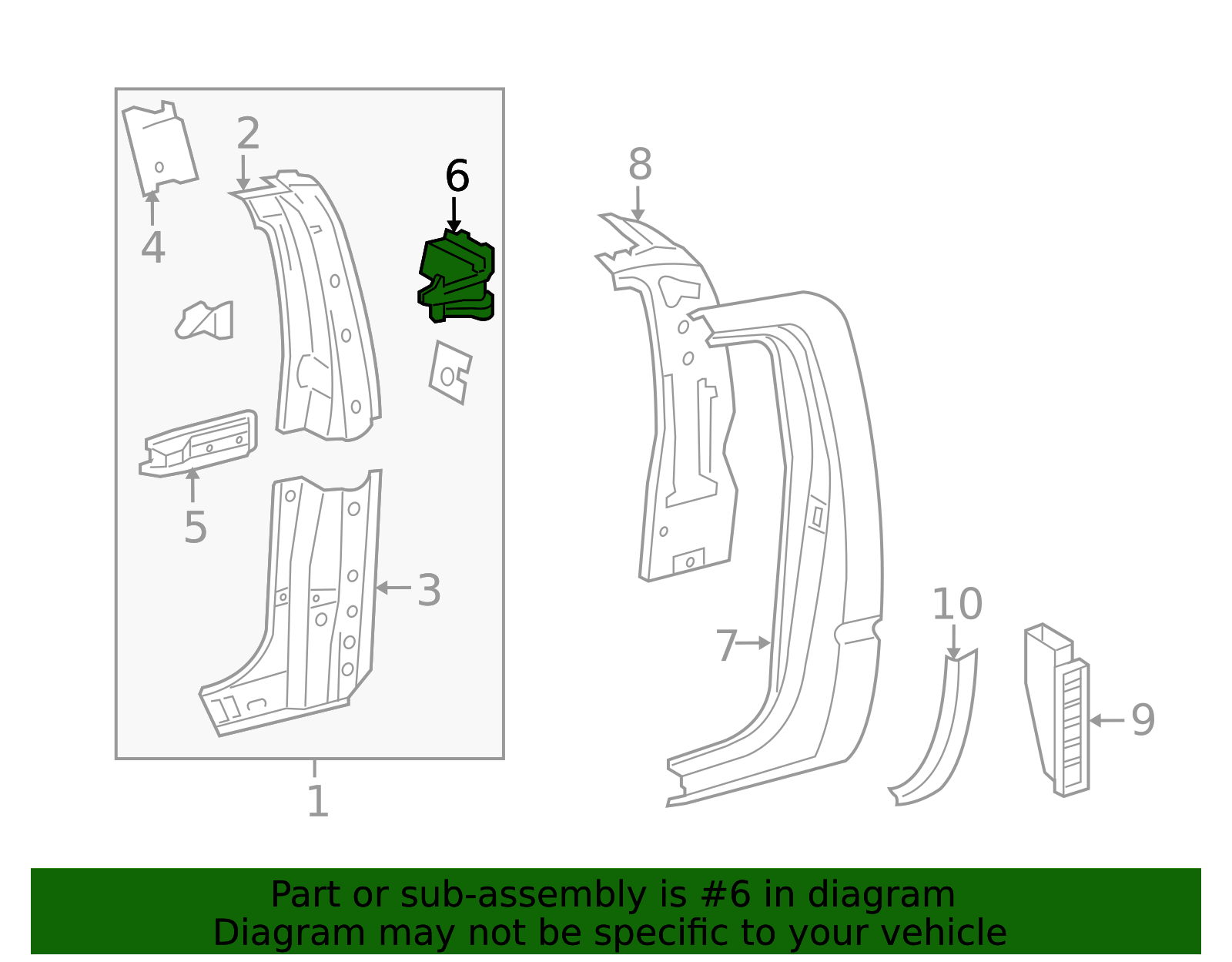 2005-2015 Toyota Tacoma Lock Pillar Reinforced Extension 61661-04060 ...