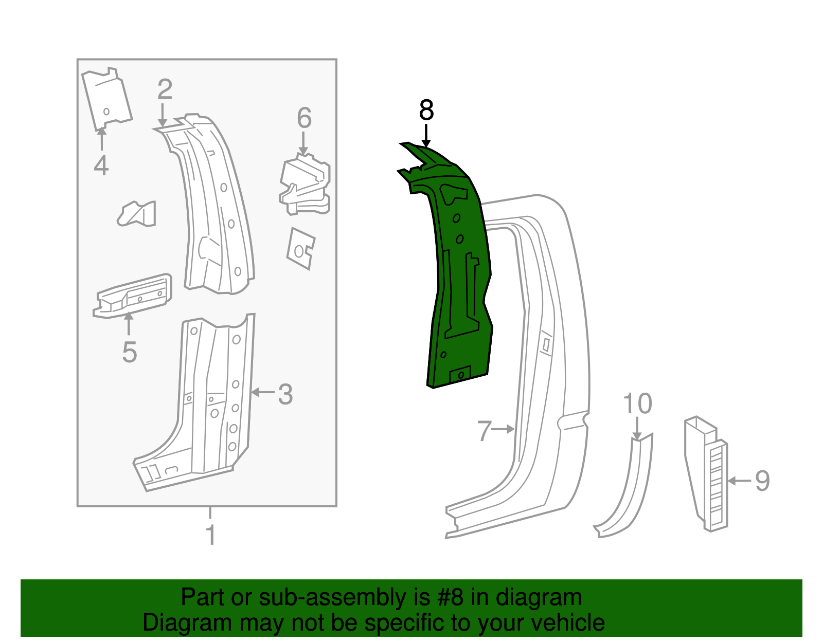 2005-2014 Toyota Tacoma Body B-Pillar Reinforcement 61531-04061 ...