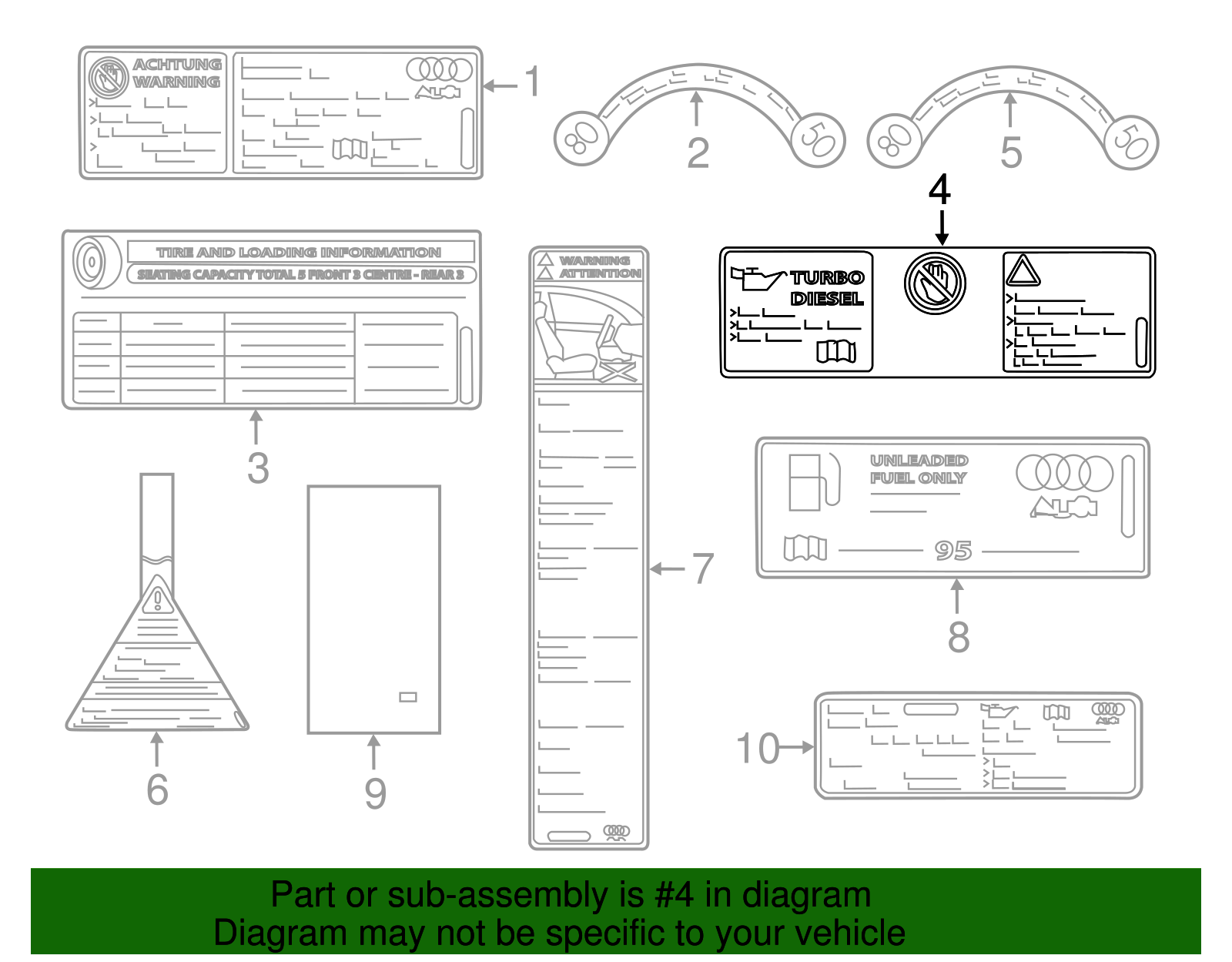 4H0-010-502-KK - Tire Press Label 2013-2014 Audi S8 | Audi OEM Parts Guy