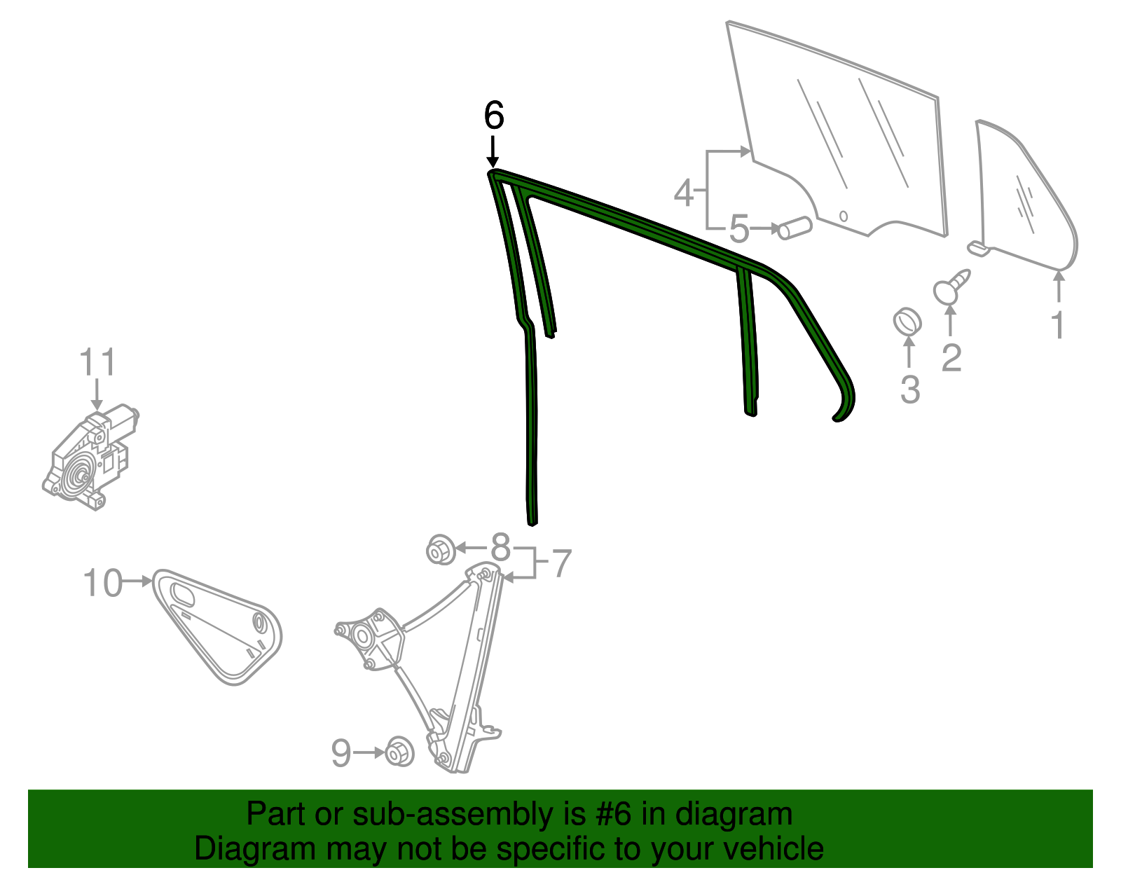 2015-2019 Volkswagen Window Channel 5G6-839-432-J-5AP | VW Direct Auto Parts