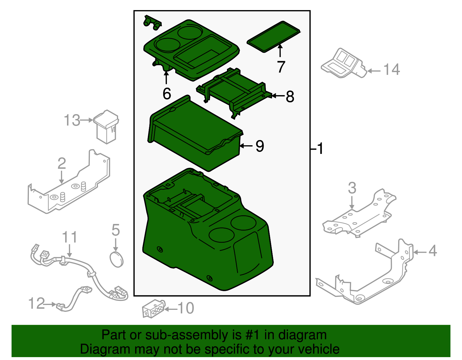 2013-2017 Nissan Quest Console Body 96910-1JA6C | Scott Evans Nissan Parts