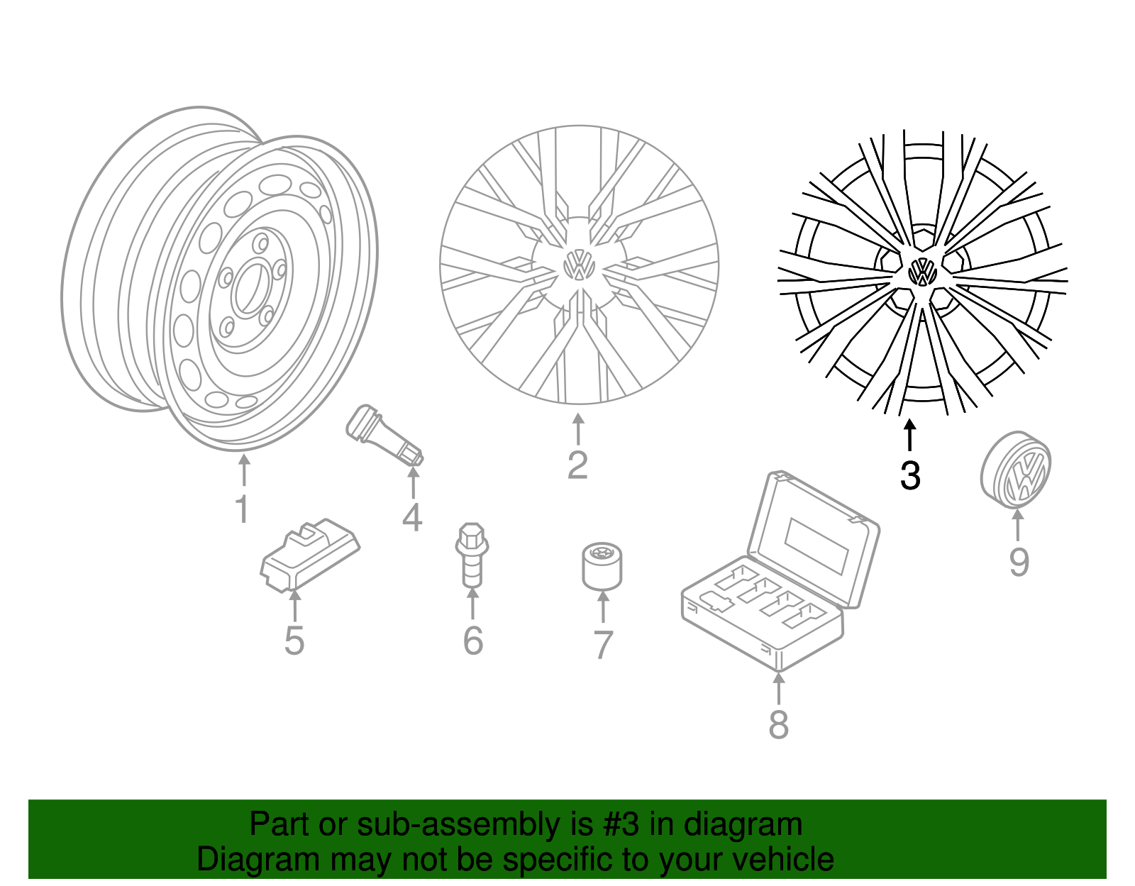 2018-2020 Volkswagen Tiguan Wheel, Alloy 5NN-601-025-8Z8 | OEM Parts Online
