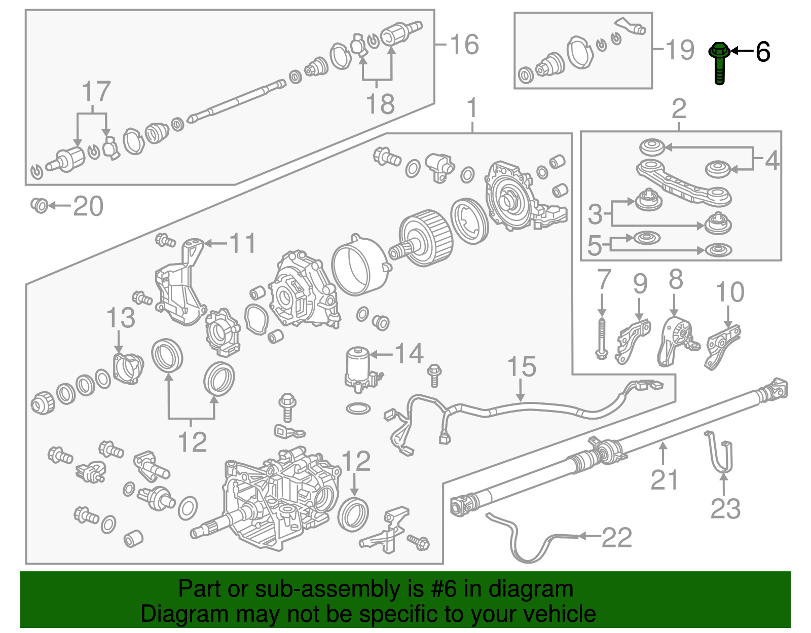 OEM 2007-2016 Honda CR-V Differential Mount Upper Bolt 90161-SWA-000 ...