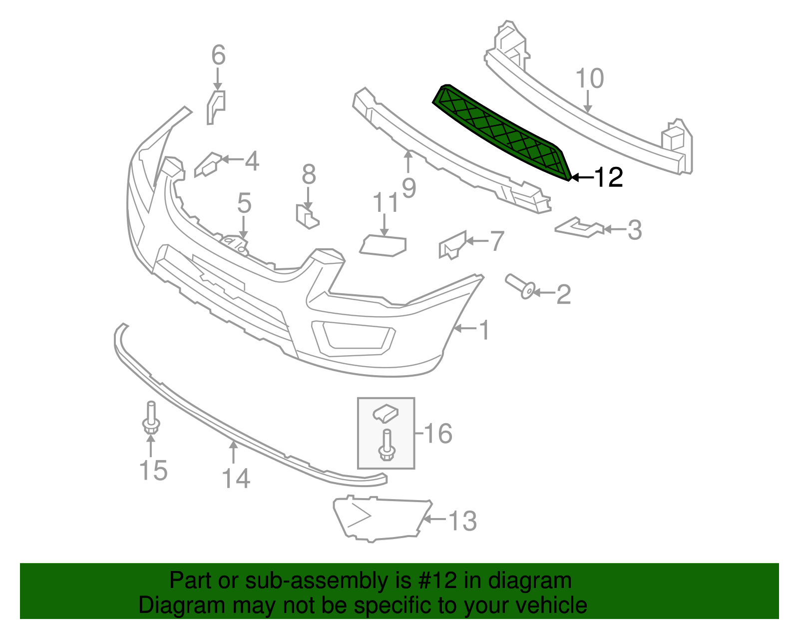 86561-1F500 - Center Grille 2009-2010 Kia Sportage | Kia.Parts Store