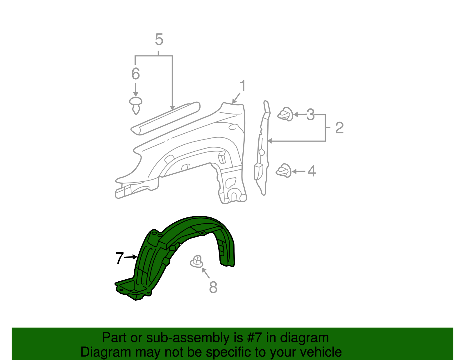 2006-2009 Toyota 4Runner Fender Liner - DRIVERS SIDE 53876-35090 ...