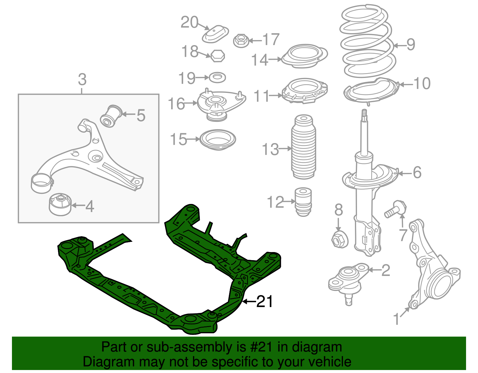 62400-1G200 - Engine Cradle 2006-2007 Kia Rio | Kia.Parts Store