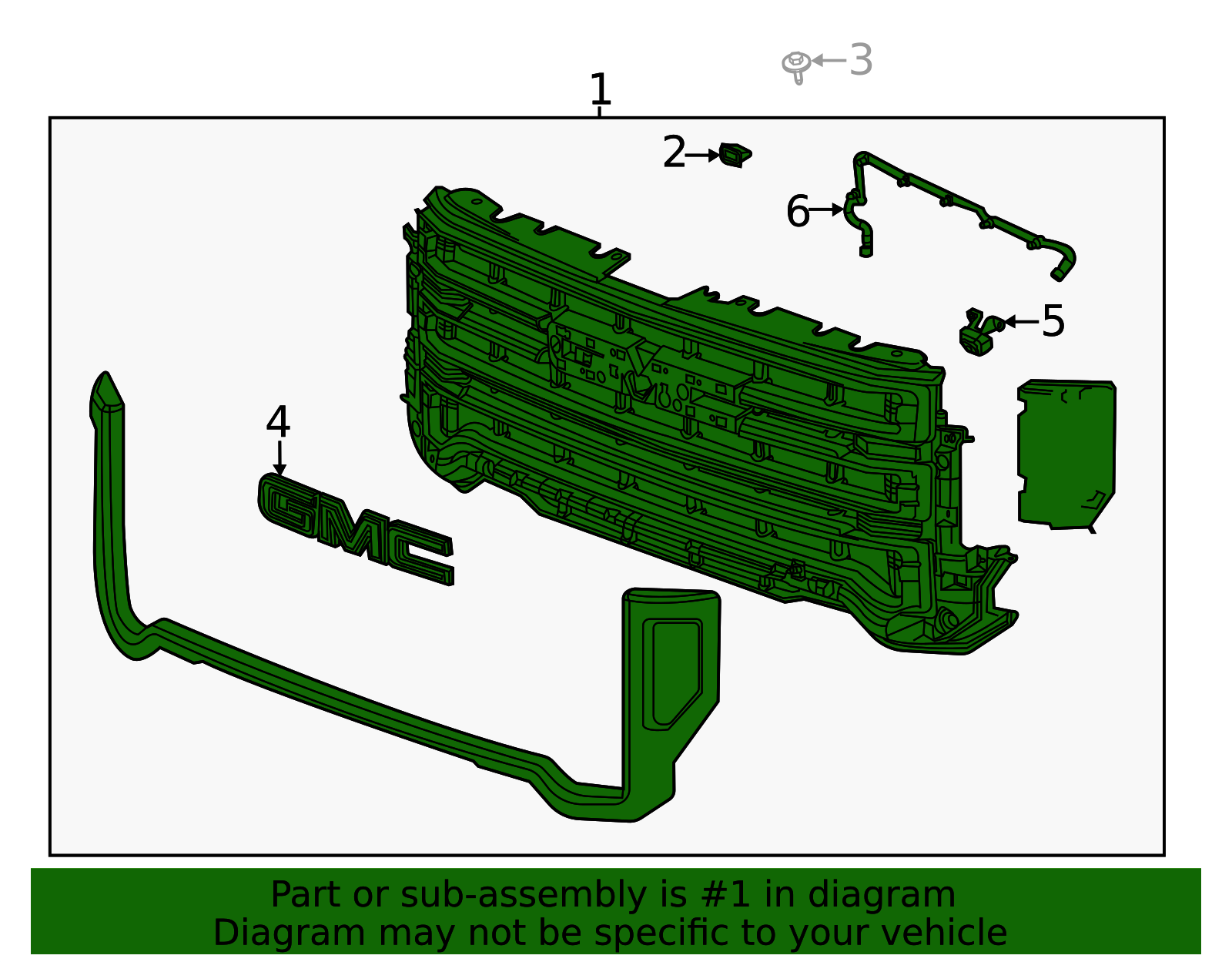 2020-2023 GMC Black Front Grille 84691997 GM | GMPartsDirect.com