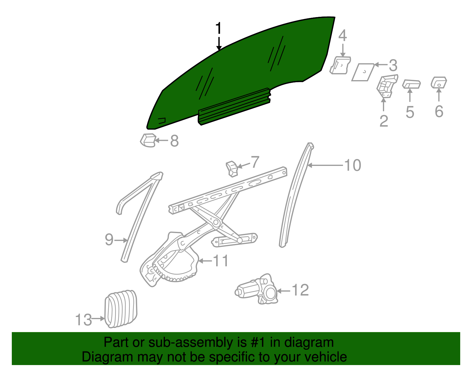 170-720-10-18 - Door Glass 1998-1999 Mercedes-Benz SLK 230 | Mercedes-Benz Premier Parts