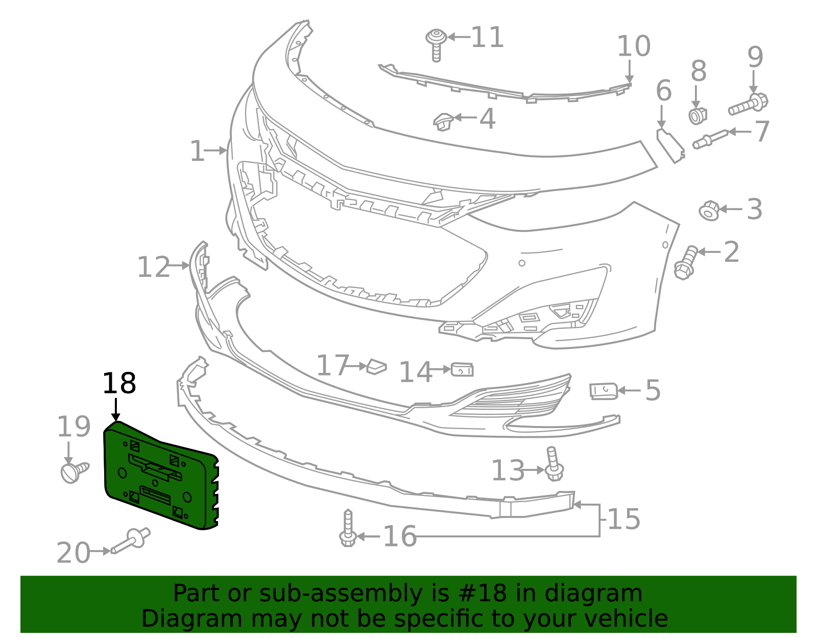2019-2025 Chevrolet Malibu Front License Plate Bracket 84524301 GM ...