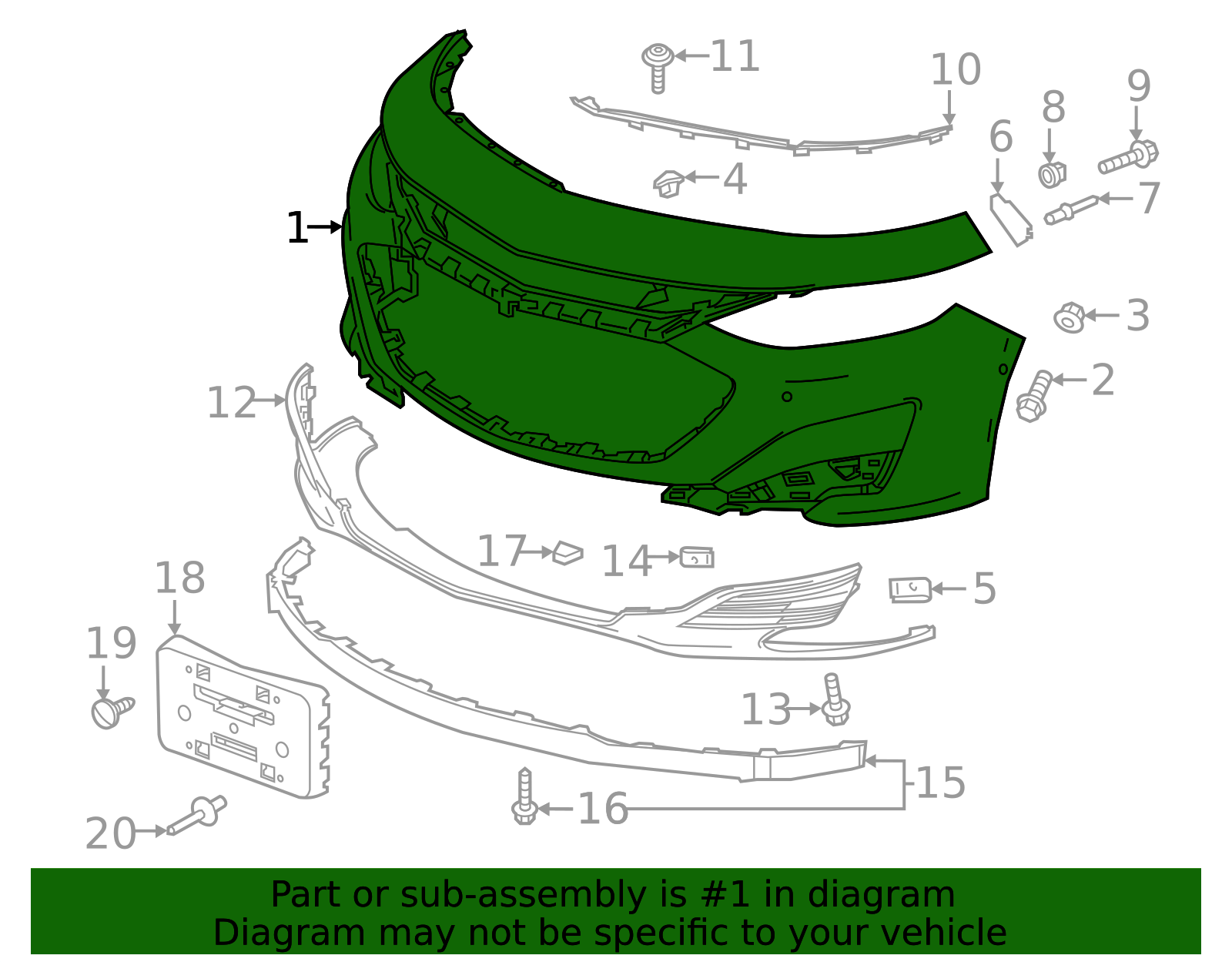 84543707 - Front Bumper Upper Fascia 2019-2025 Chevrolet Malibu ...