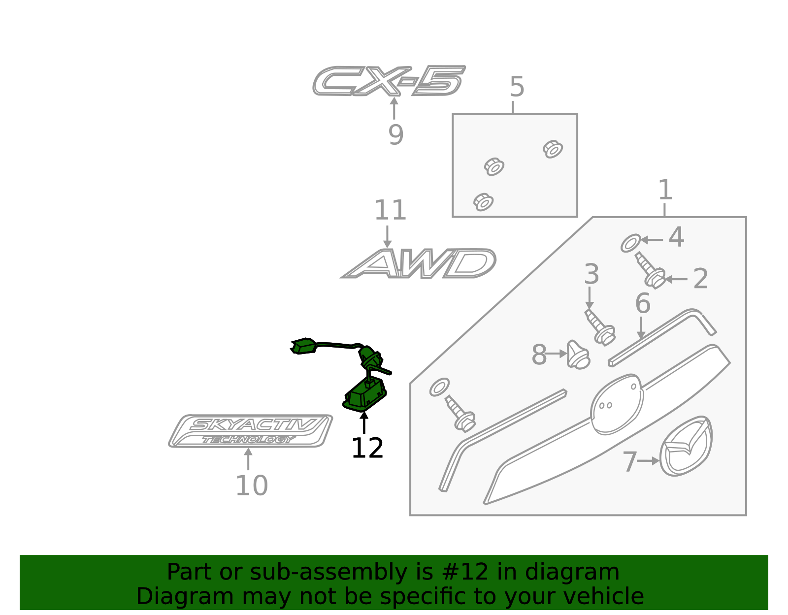 KD45-67-6S0B - Lift-Gate Latch Release Switch - 2013-2016 Mazda CX-5 ...