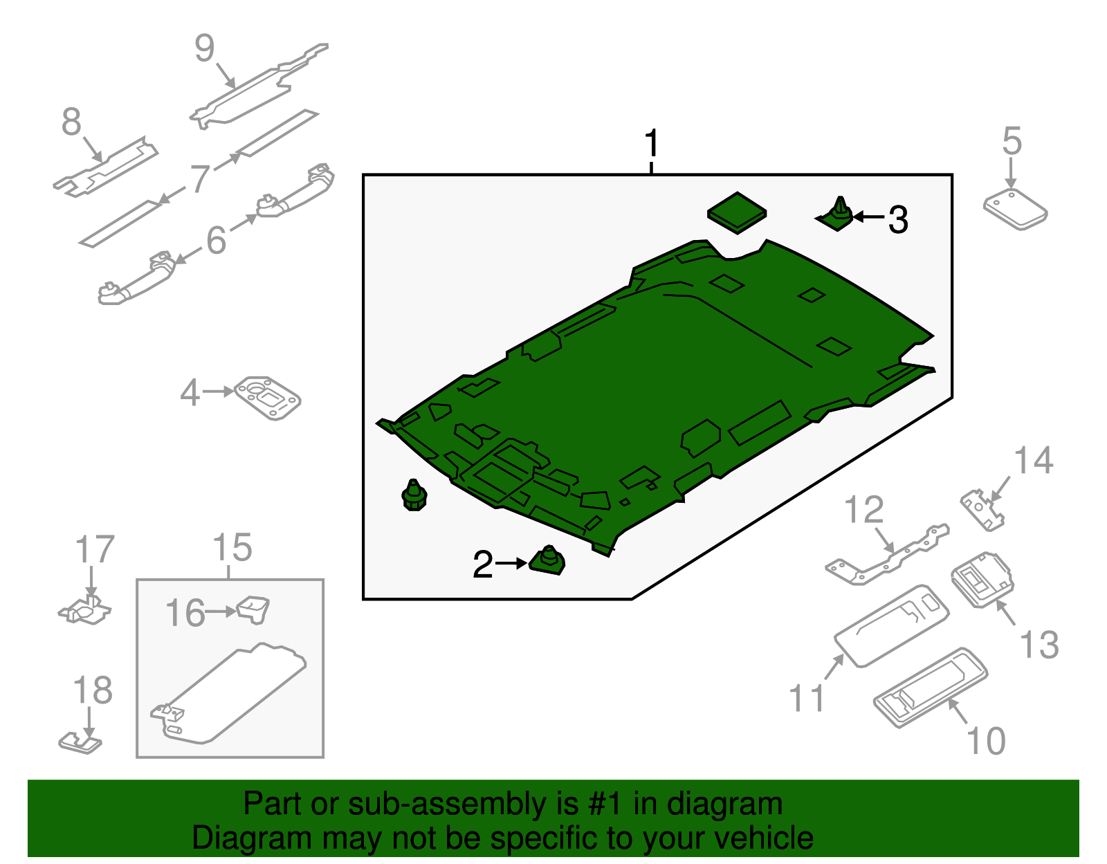 LR053626 - Headliner 2014-2016 Land Rover Range Rover Sport | OEM Euro ...