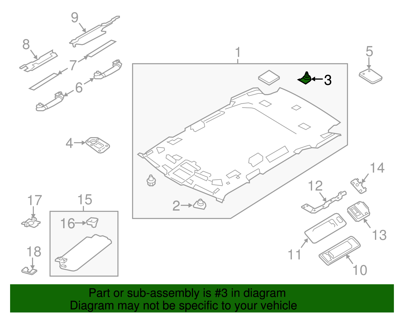 2013-2022 Land Rover Headliner Rear Clip LR043263 | LandRoverParamusParts
