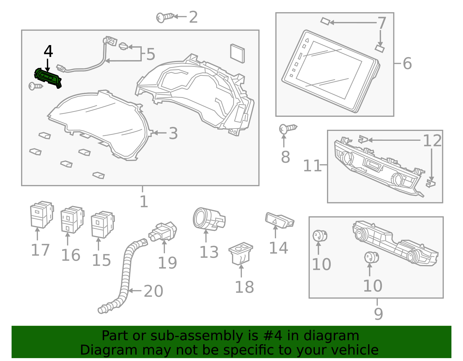 35156-TRT-A01 - 2018-2021 Honda Clarity - Switch Assembly Illumination ...