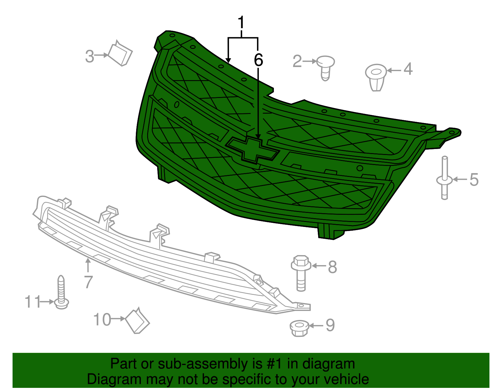OEM GM Front Grille For 2011-2015 Chevrolet Volt - Part No. 22865818 ...