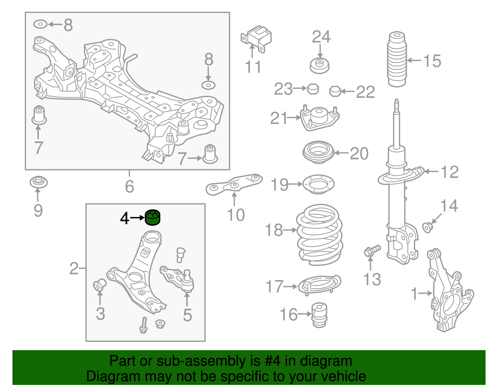 54584-2W000 - Lower Control Arm Rear Bushing 2014-2015 Kia Sorento ...